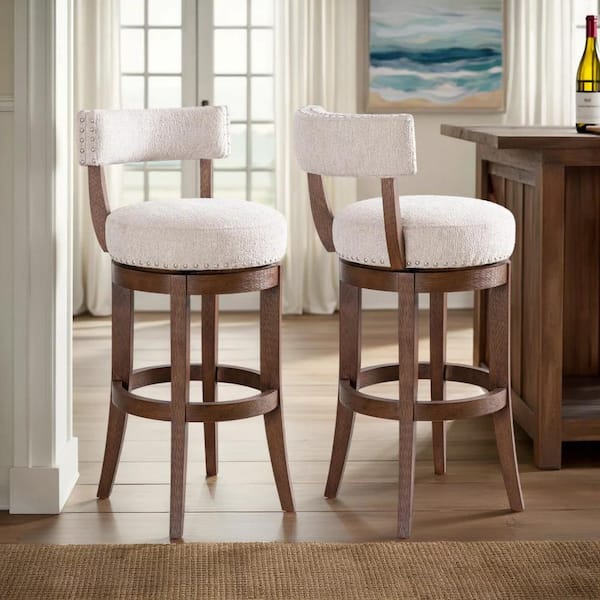 Armen Living Mystic 30 in. Ancient Stone/Brown Oak Low Back Rubberwood ...
