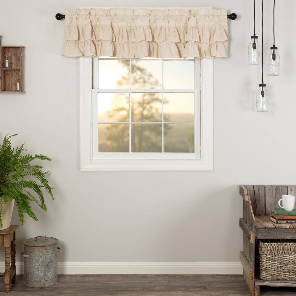 VHC Brands Simple Life Flax Ruffled 72 in. L x 16 in. W Cotton Linen ...