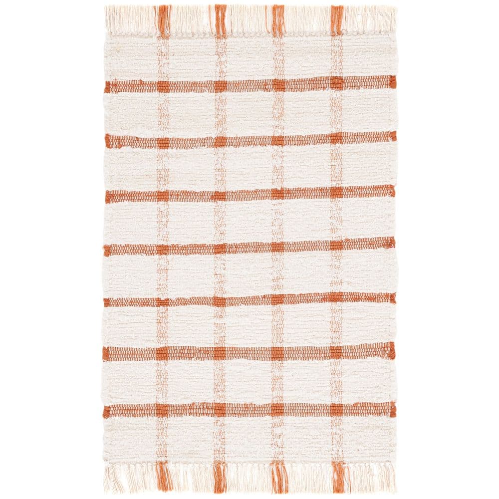 SAFAVIEH Montauk 3 ft. x 5 ft. Ivory/Rust Geometric Lattice Area Rug ...