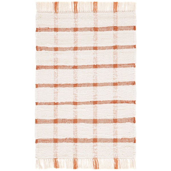 SAFAVIEH Montauk 3 ft. x 5 ft. Ivory/Rust Geometric Lattice Area Rug ...