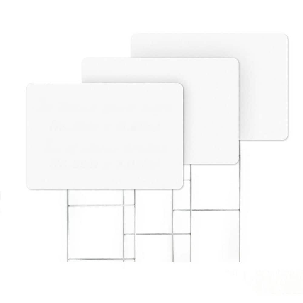 Phewnyzo 3-Pack 17 x 12 in. Blank Corrugated Plastic Yard Signs with ...