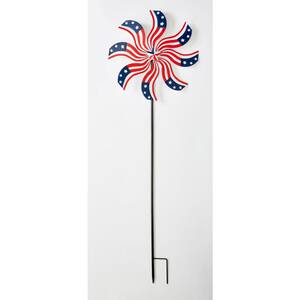 63 in. Metal Americana Wind Spinner Garden Stake 3614 - The Home Depot