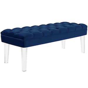 Harper & Bright Designs Navy Blue 53.54 in. Velvet Upholstered Bedroom ...
