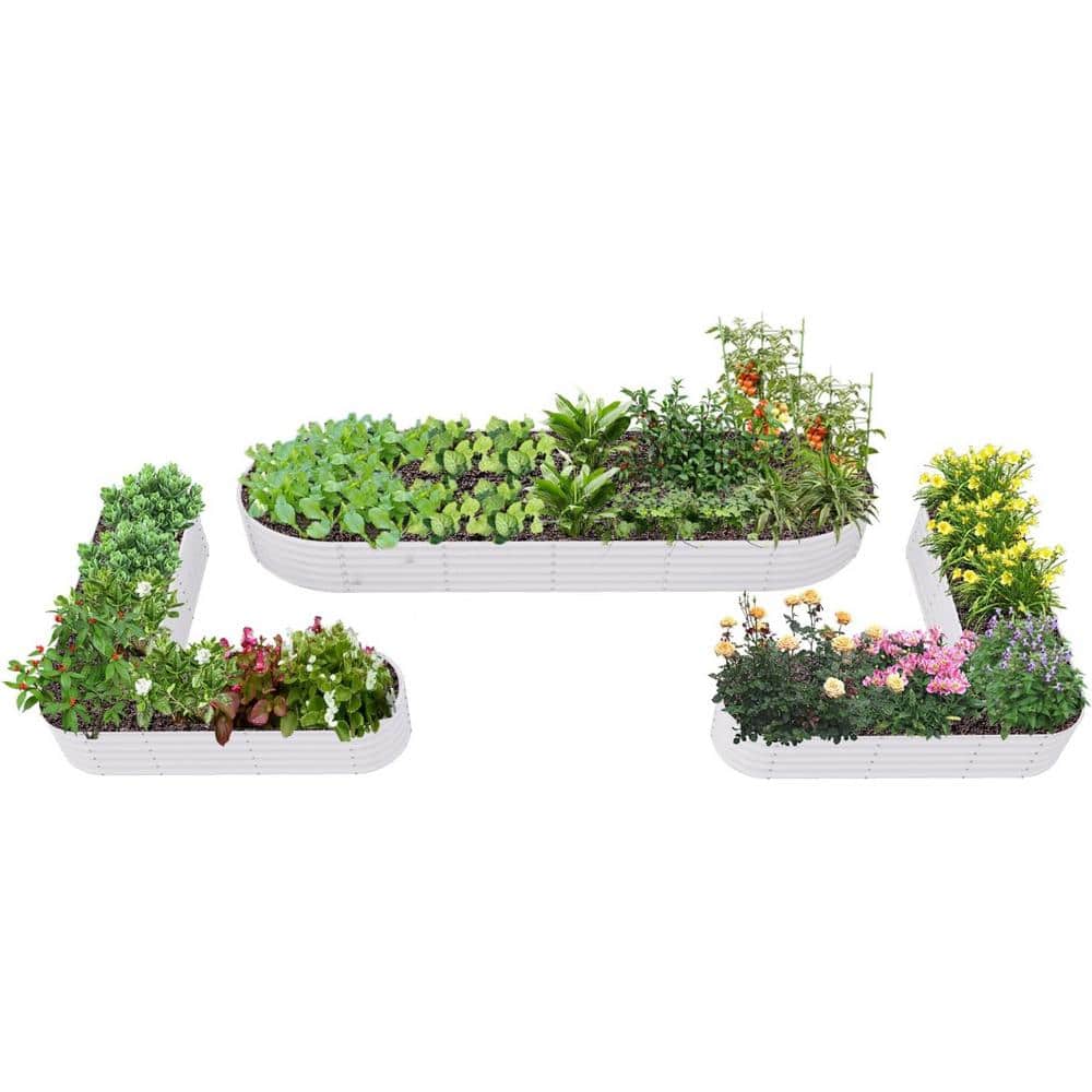 Cesicia 3-Pack Large Antique White Deep Root Galvanized Steel Raised ...