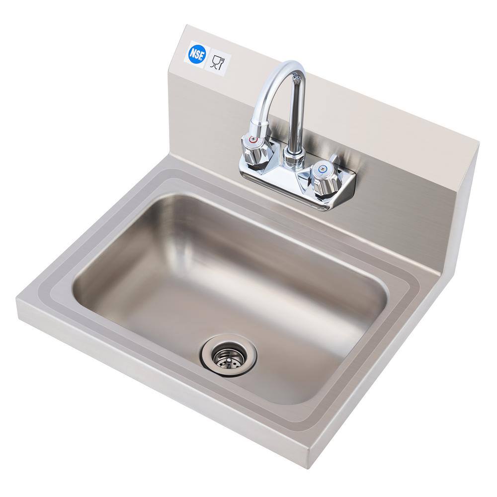 Wilprep Stainless Steel Sink with 360-Swivel Faucet 14 x 10 in. Wall ...