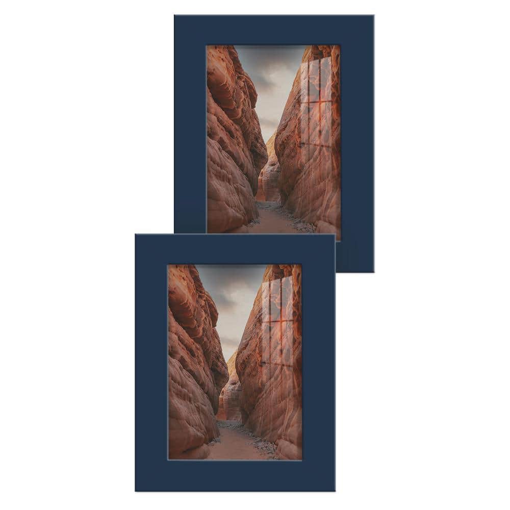 Wexford Home Modern 3.5 in. x 5 in. Dark Blue Picture Frame (Set of 2 ...