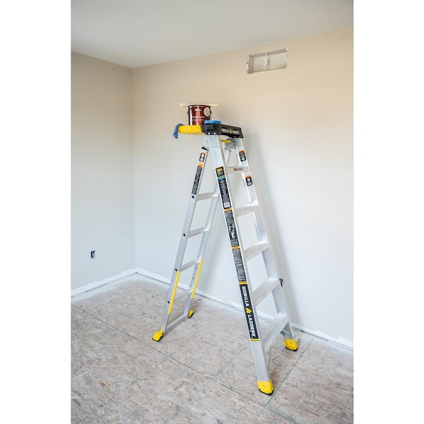 Gorilla Ladders 14 ft. Reach Aluminum 2-in-1 Extension Multi-Position ...