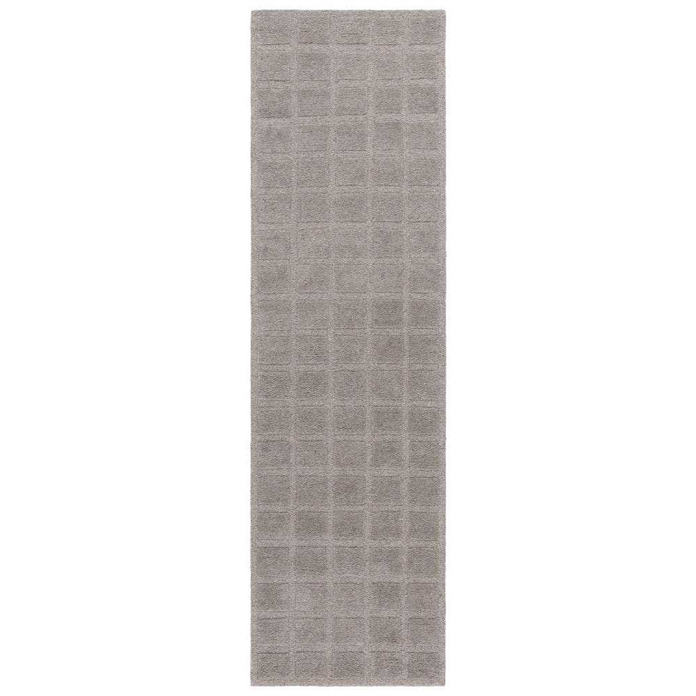 SAFAVIEH Genre 2 ft. x 8 ft. Gray Solid Geometric Tile Runner Rug ...