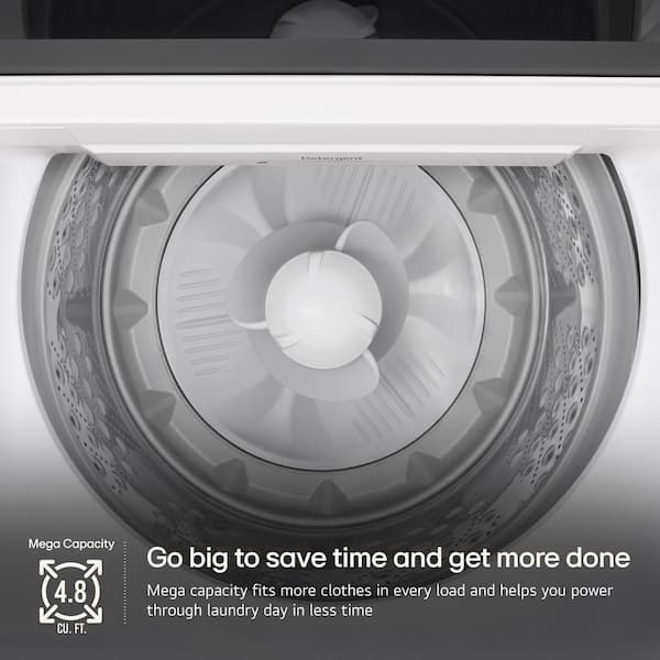 LG 4.8 cu.ft. SMART Top Load Washer in Alpine White with 4-way Agitator ...