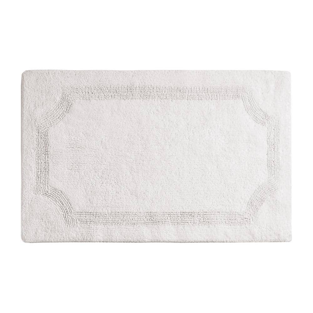 Laura Ashley Solid Reversible Ivory 17 in. x 24 in. Bath Mat ...