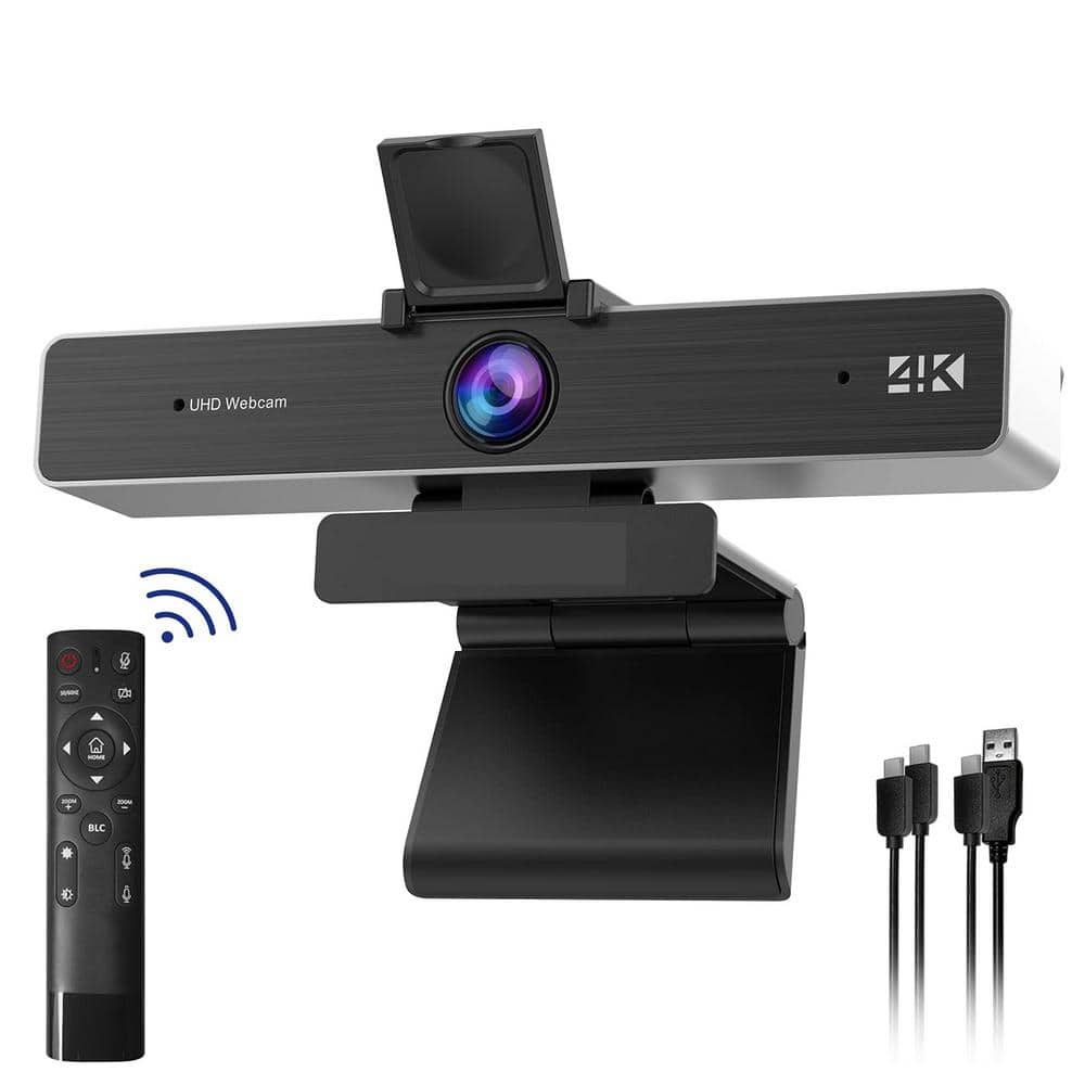 EKIEUDL Ultra HD 4K USB Webcam with RF Remote in Black (1-Pack ...