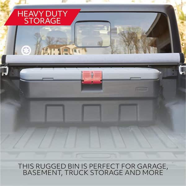 Rubbermaid 48 gal. Black Action Packer Lockable Latch Storage Box Tote ...