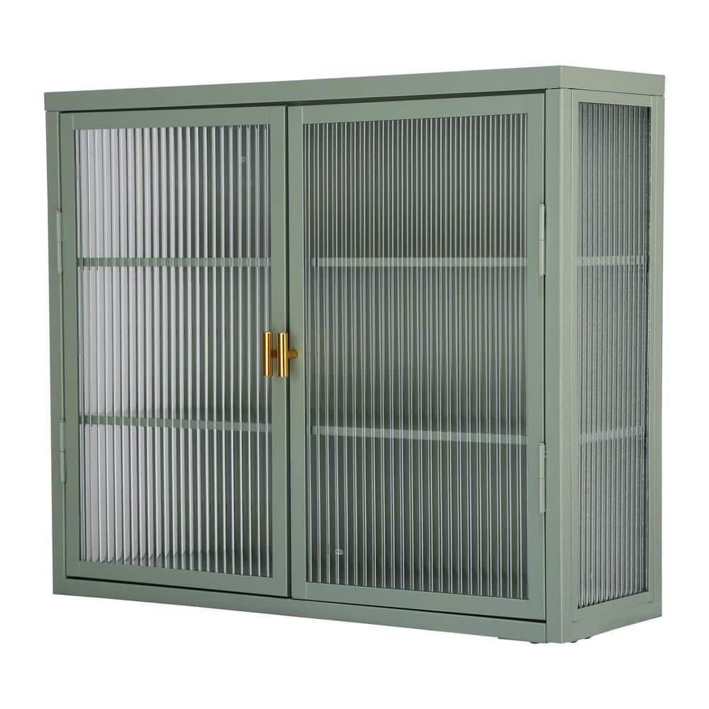 27.6 in W x 9.1 in D x 23.6 in H in Green Metal Ready to Assemble Wall Kitchen Cabinet with Detachable Shelves