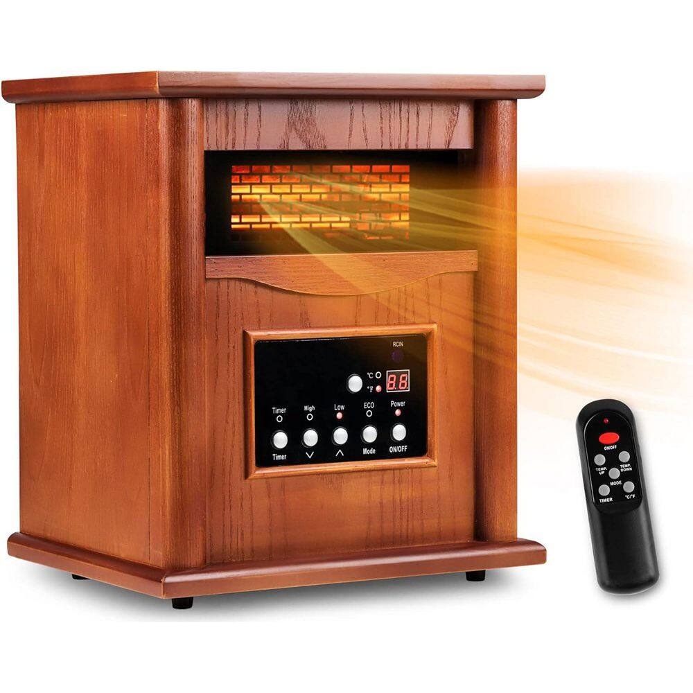 AIRO COMFORT 1500-Watt Portable Wood Electric Quartz Space Heater with ...