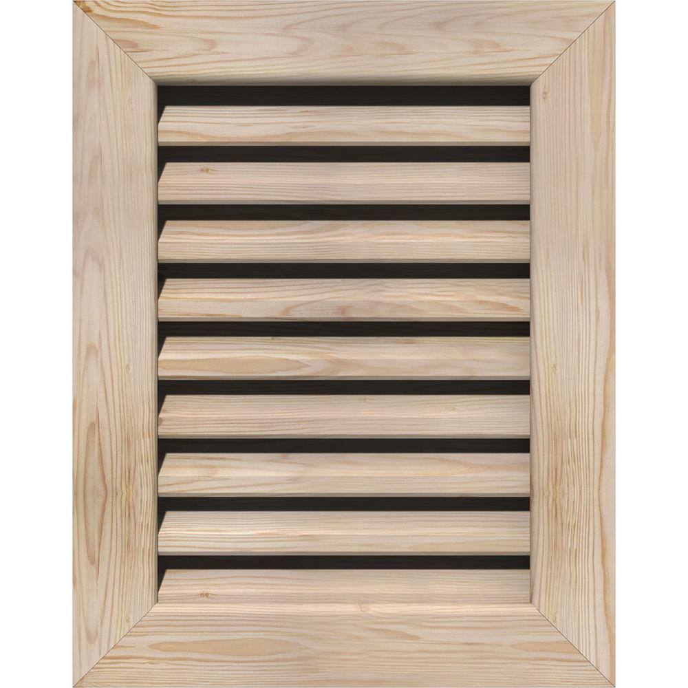 Ekena Millwork 31" x 33" Rectangular Smooth Pine Wood Gable Louver Vent ...
