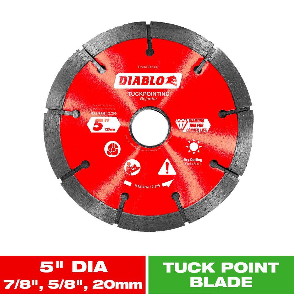 DIABLO 5 in. Diamond Tuck Point Blade for Masonry DMATP0500 - The Home ...