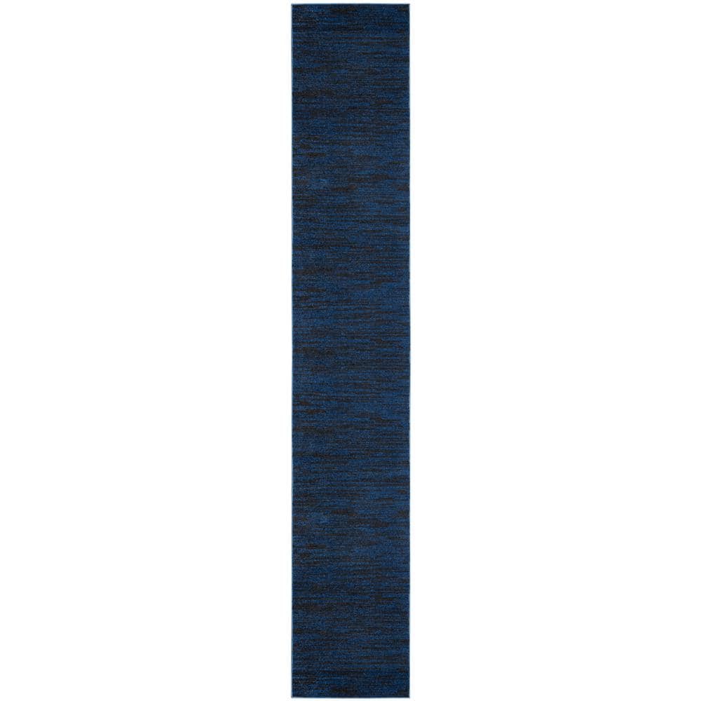 Nourison Essentials 2 ft. x 16 ft. Midnight Blue Solid Contemporary ...