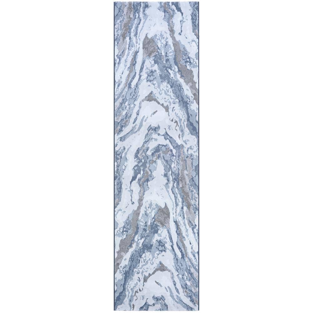 Couristan Serenity Abstract Marble Grey-Opal 2 ft. x 8 ft. Runner Rug ...