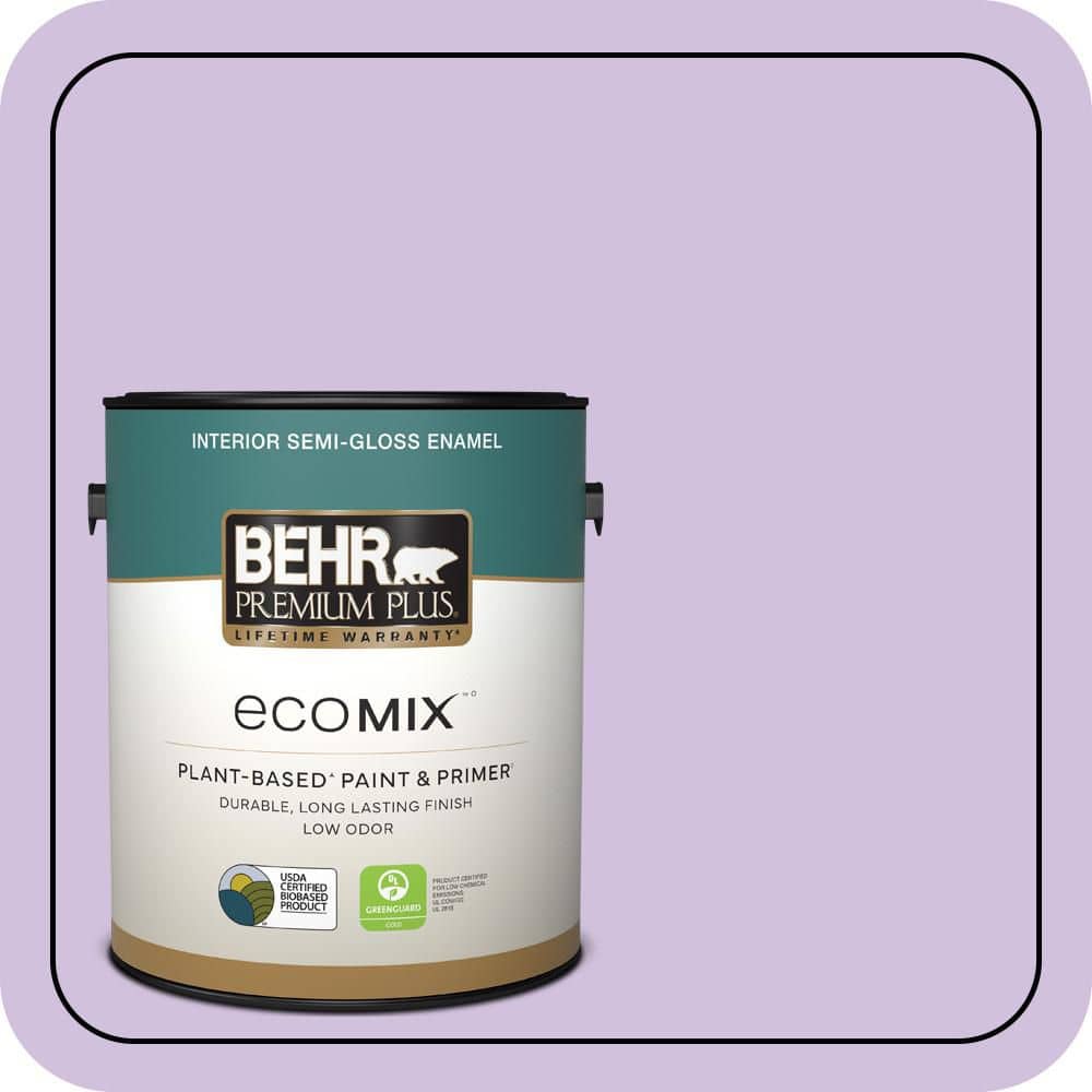 BEHR PREMIUM PLUS 1 gal. #650A-3 Fresh Heather Semi-Gloss Enamel EcoMix ...