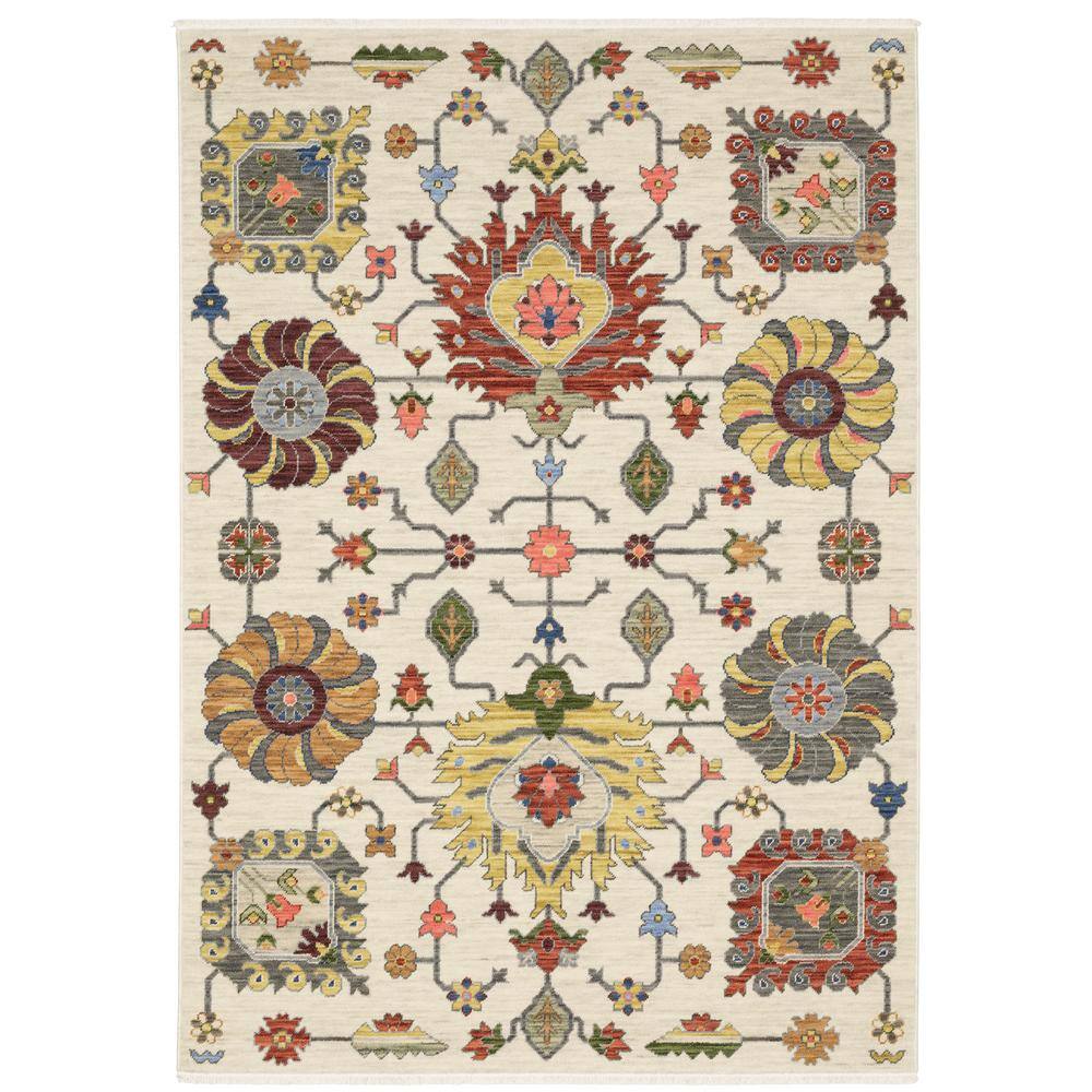 AVERLEY HOME Lavista Ivory/Multi-Colored 7 ft. x 10 ft. Traditional ...