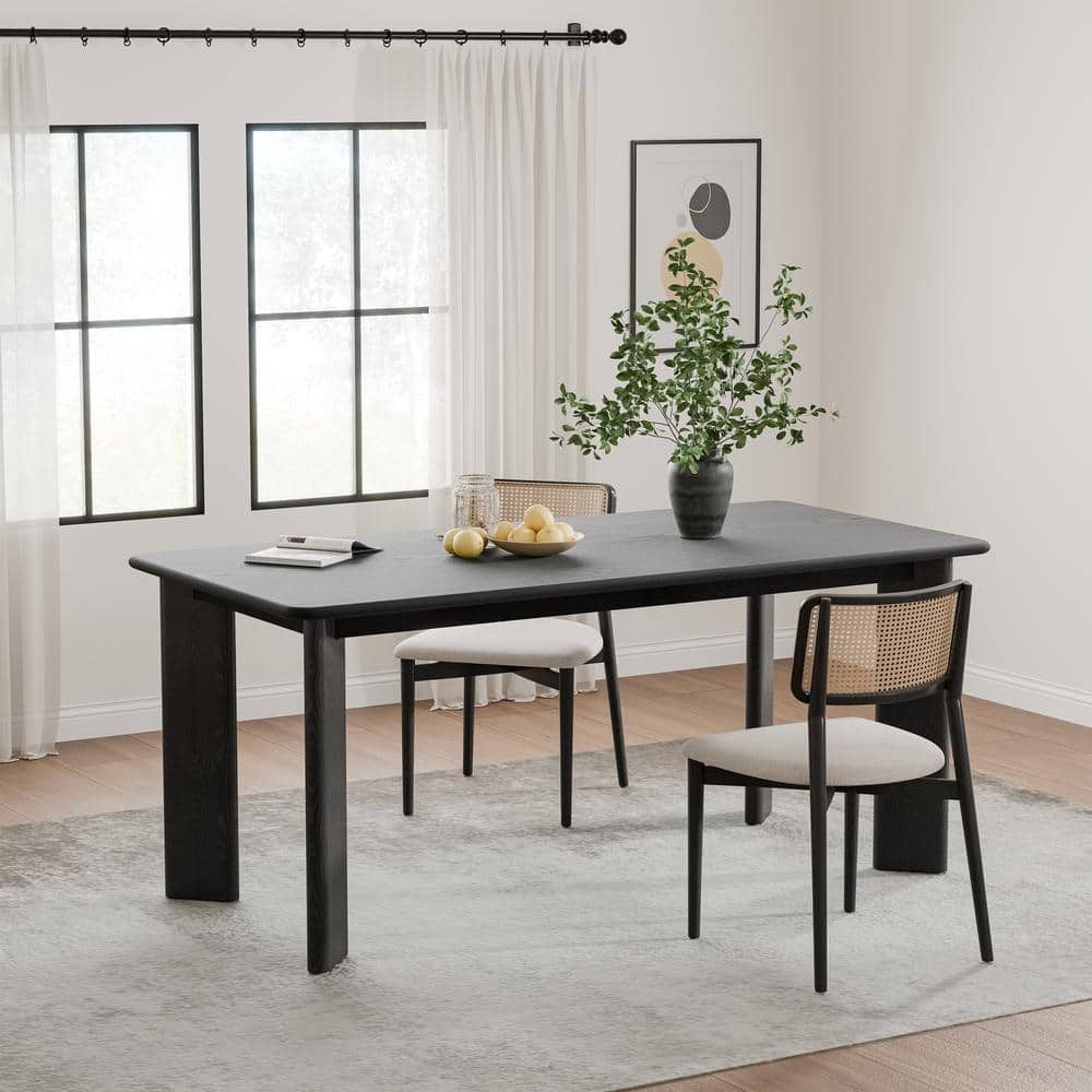 Dovelina George Modern Rectangle Black Oak Wood Top 67 in. 4 Legs ...