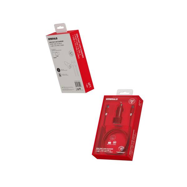 Emerald 2 Port Car Adapter + 6FT Type C Cable 20W Fast Charging CAR-AC6 ...