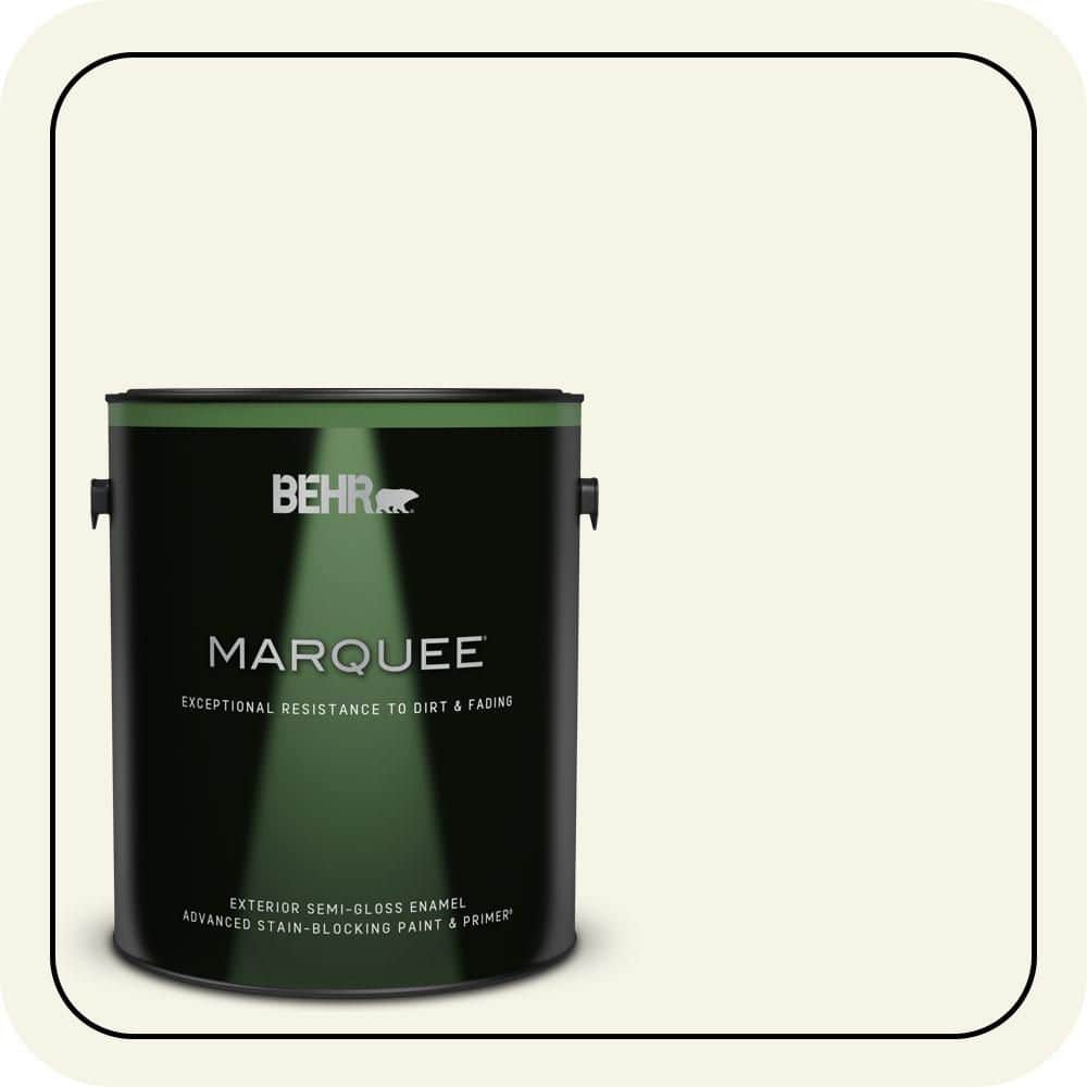 BEHR MARQUEE 1 gal. #400E-1 Mirage White Semi-Gloss Enamel Exterior ...