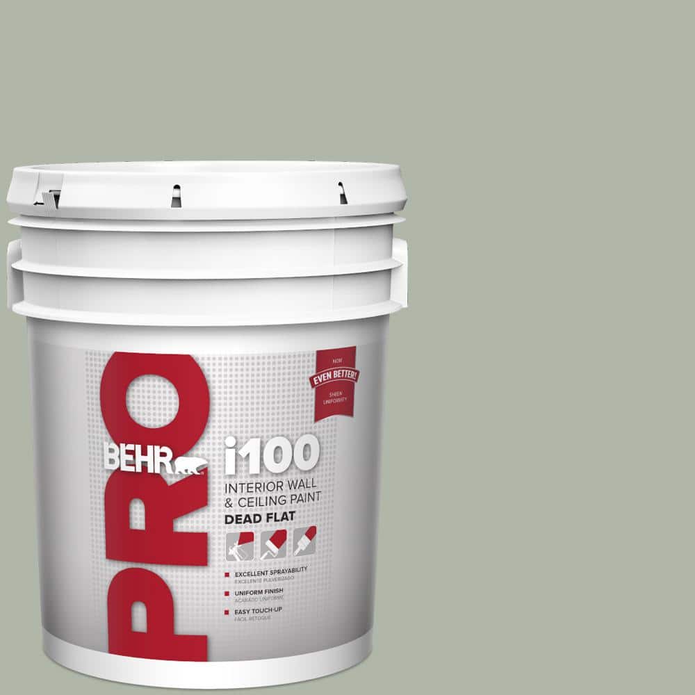 BEHR PRO 5 gal. #ICC-56 Green Tea Dead Flat Interior Paint PR10505 ...