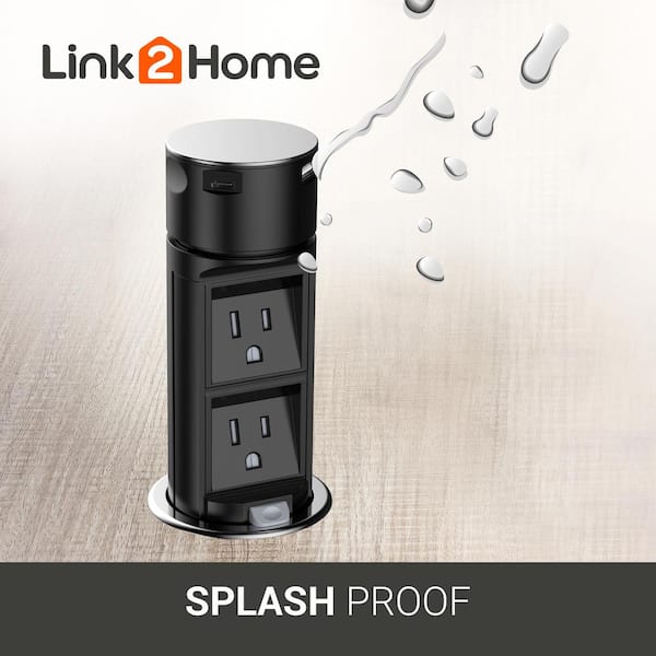 Link2Home Space Saver Pop Up-Outlet, 2 Power Outlets, 2 USB Ports A/C 2 ...
