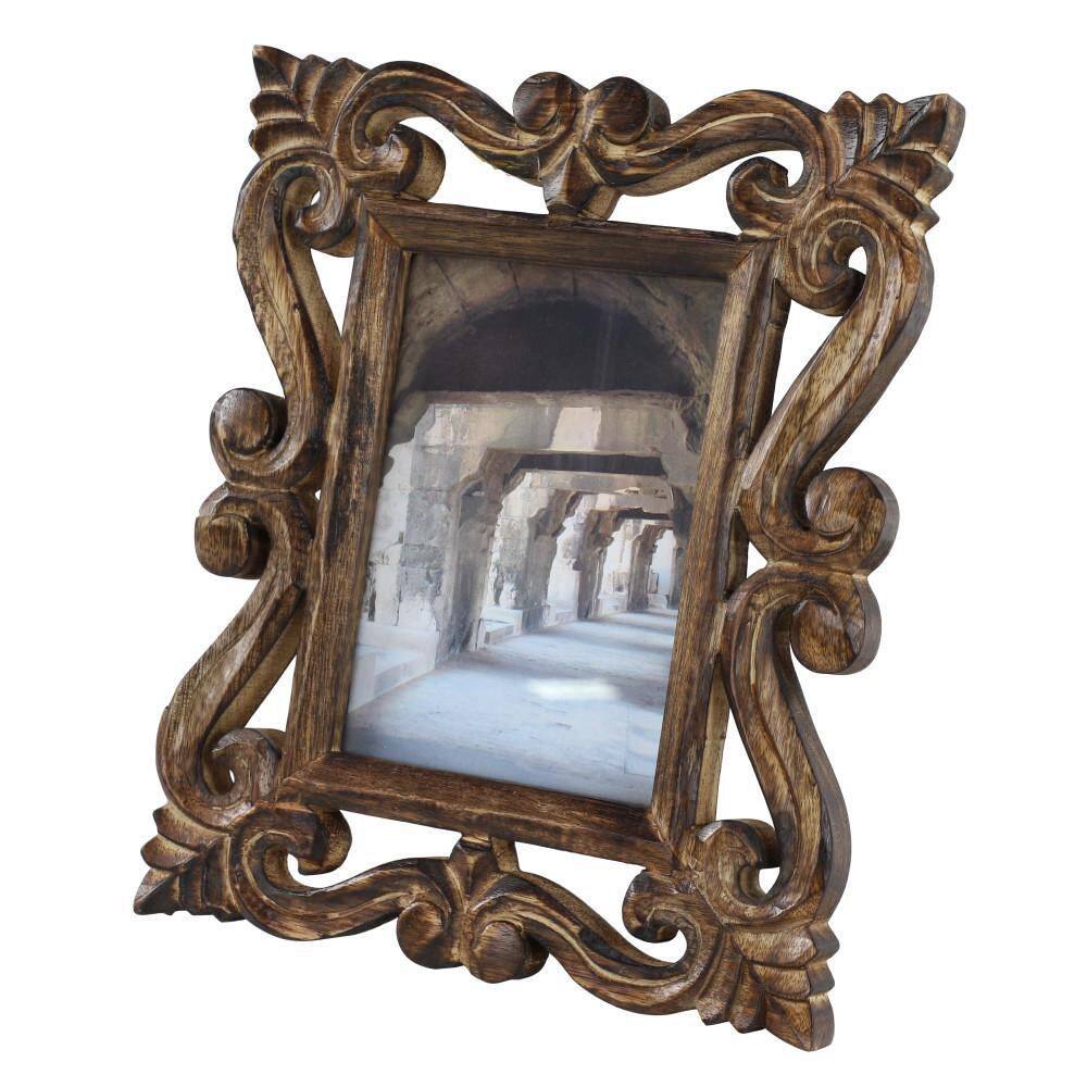 Litton Lane 11 in. x 9 in. Brown Mango Wood Traditional Photo Frame ...