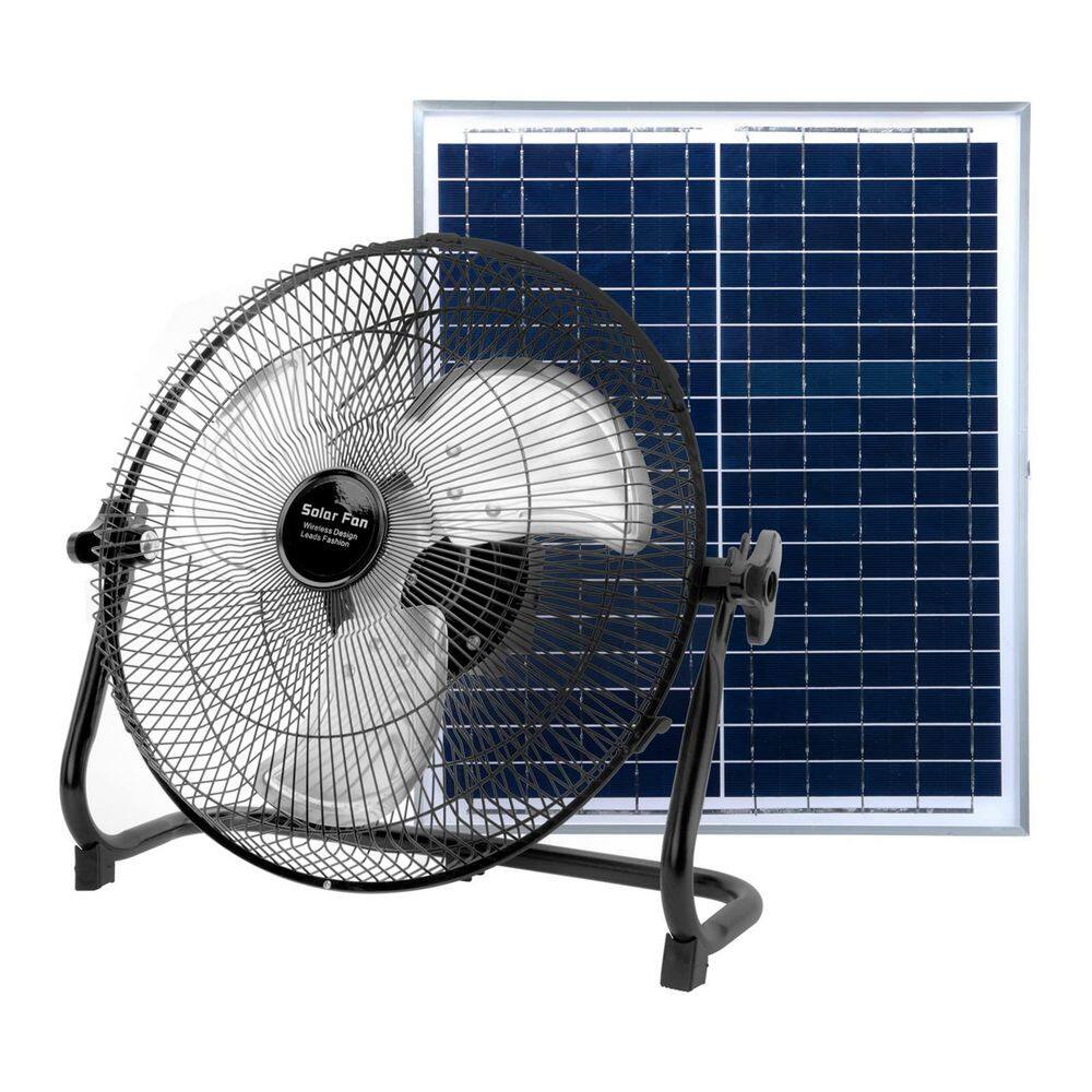 phyfalip Portable 14 Inch Rechargeable Table Fan with Solar Panel and ...