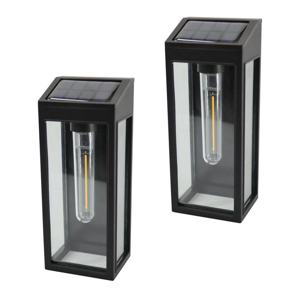 Reviews for Hampton Bay 10 Lumen Black Outdoor Solar Wall Lantern ...