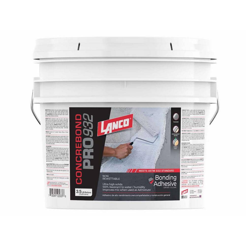 Lanco Concrebond Pro 932 3.5 Gal. Non-Rewettable High Solids White Bonding Adhesive and Additive ...