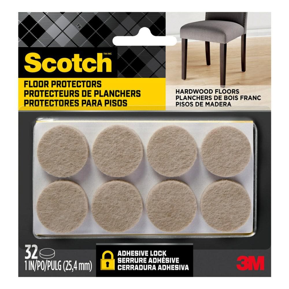 Scotch Scotch 1 in. Beige Round Felt Pads, 32 Pack SP802-NA - The Home ...