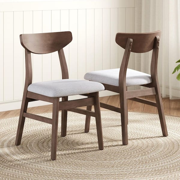 Harper & Bright Designs Modern Brown Solid Wood Dining Chairs with ...