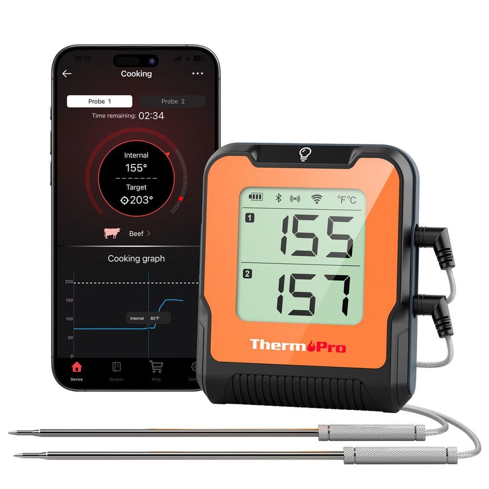 ThermoPro TP922W Wi-Fi Wireless Grill Thermometer with Dual Probes ...