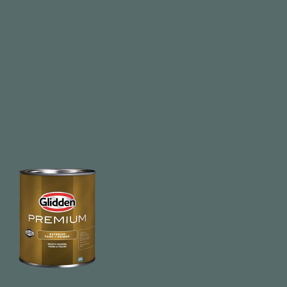Glidden Premium 1 qt. Juniper Berry PPG1145-6 Satin Exterior Latex ...
