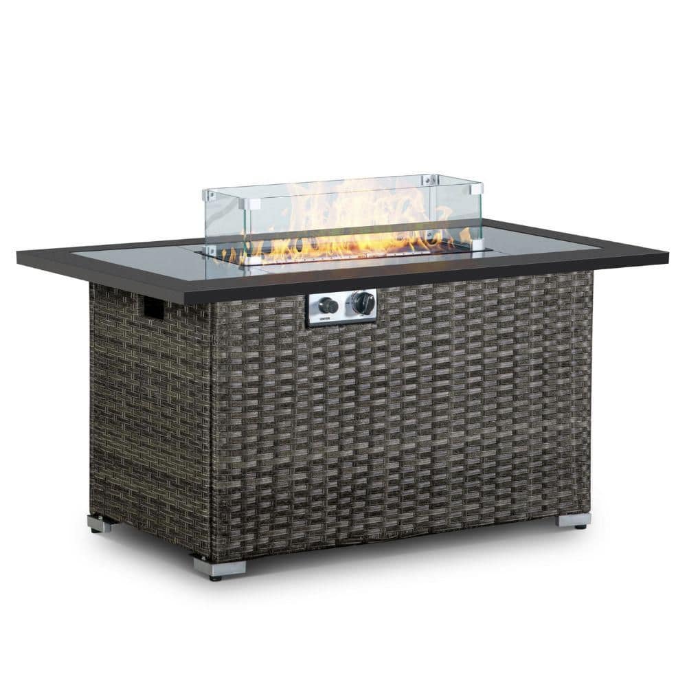 Brafab 44 in. 50,000BTU Fire Pit Propage Gas Fire Pit Table with Hand ...