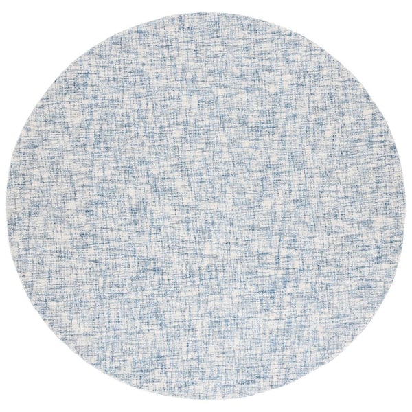 SAFAVIEH Ebony 6 ft. x 6 ft. Blue/Ivory Abstract Round Area Rug EBN350M ...