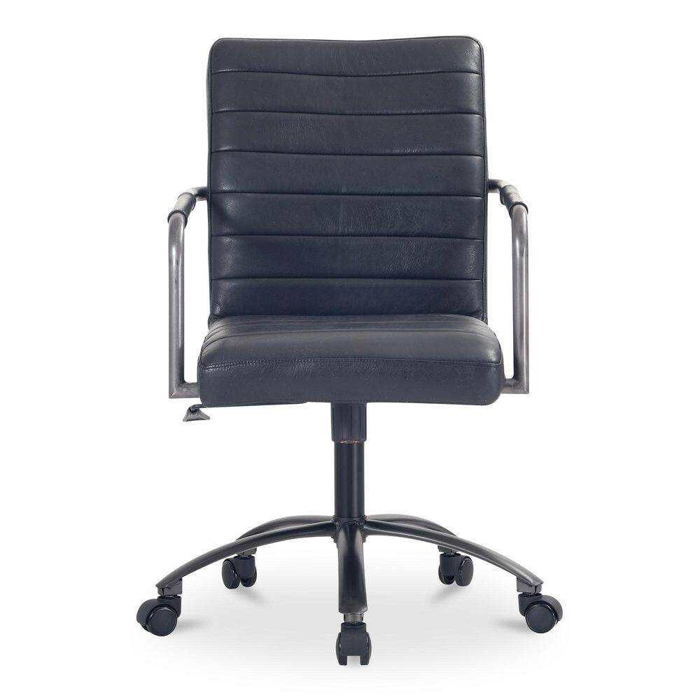 Pax Top-Grain Leather Swivel Ergonomic Office Chair in Black with ...