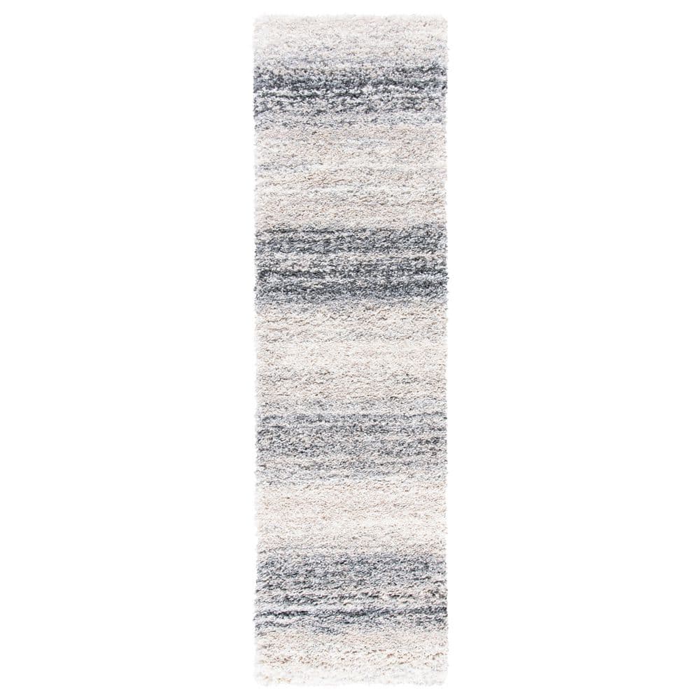 SAFAVIEH Fontana Shag 2 ft. x 10 ft. Ivory/Gray Gradient Runner Rug ...