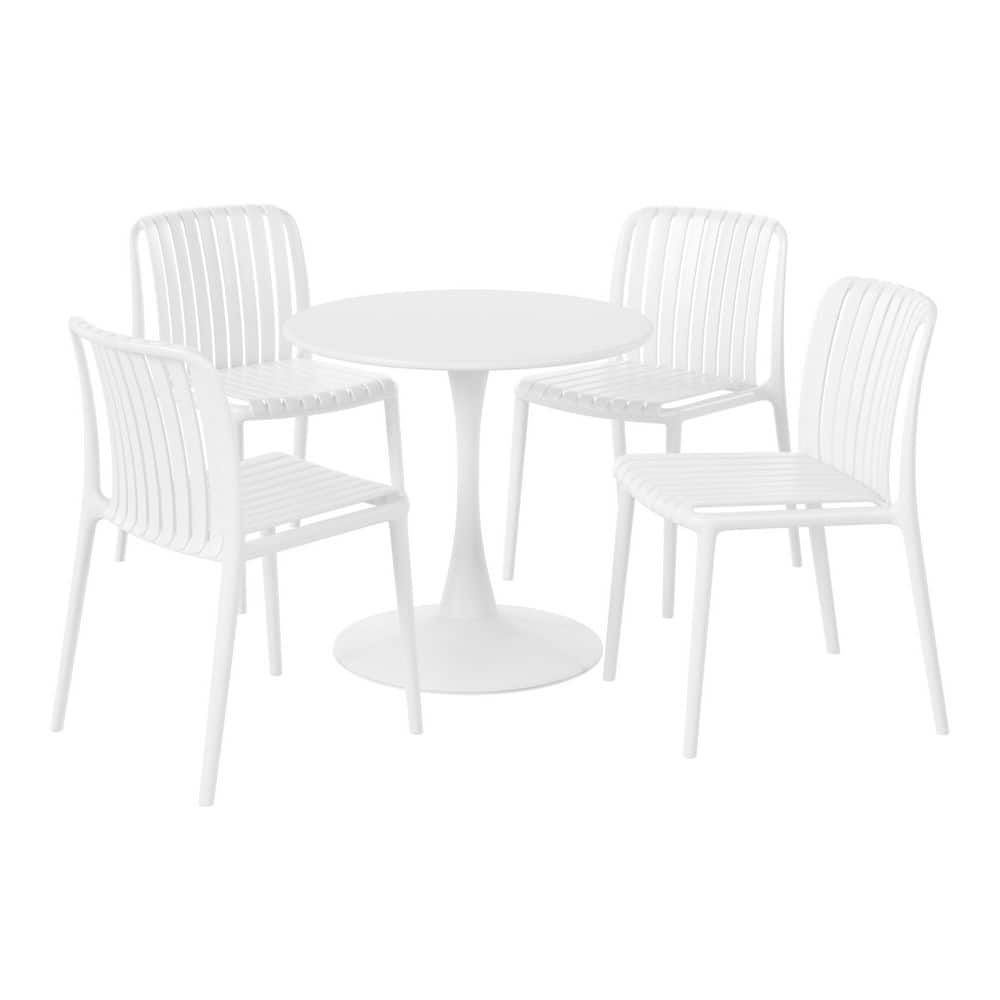 WESTIN OUTDOOR Frond and Form Outdoor Patio Modern 5-Piece Round HDPE ...