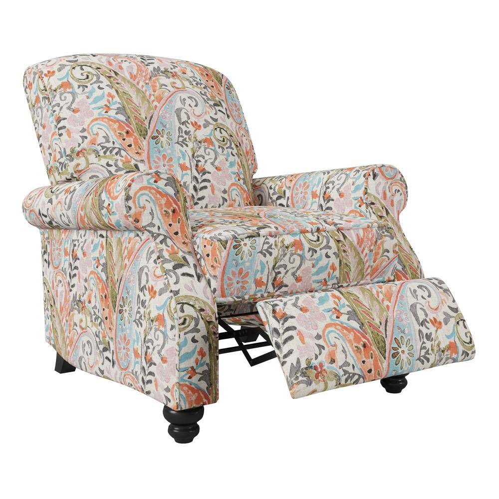 ProLounger Multi Mango Orange Paisley Fabric 3-Position Push Back ...