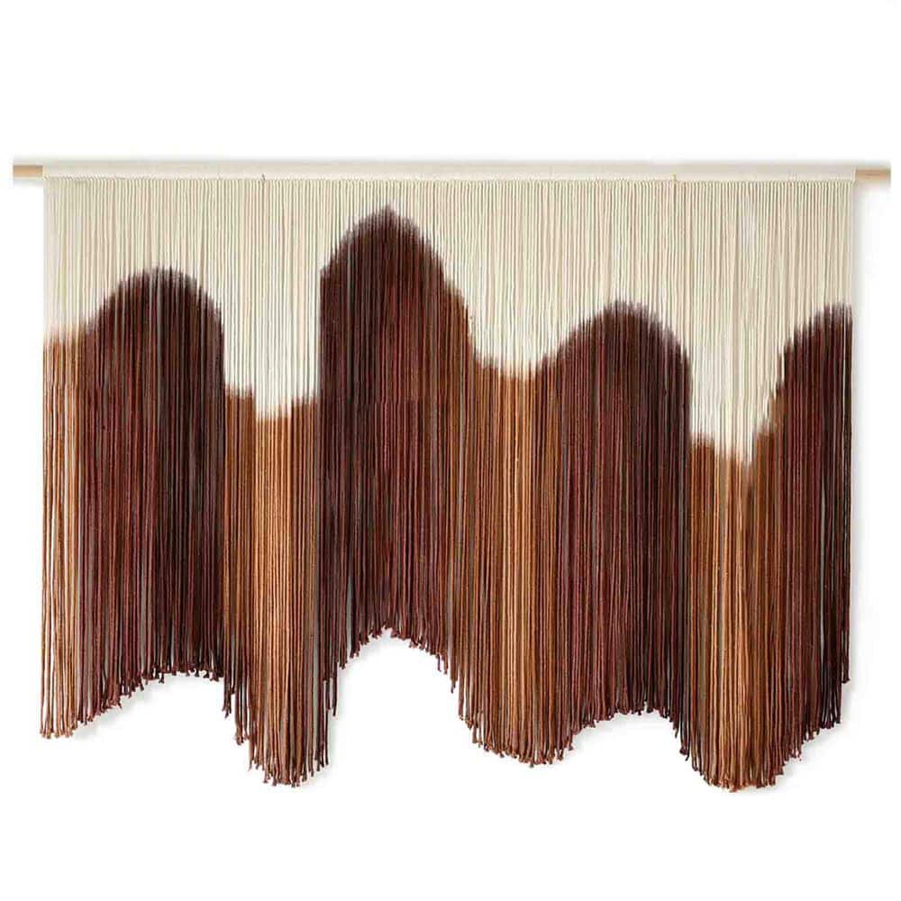 Large Brown Dip-Dyed Macrame Bohemian Tapestry-57 in. W x 35 in. L ...