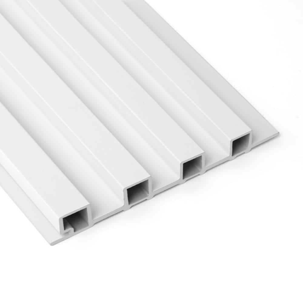 Art3dwallpanels White 0.83 in. x 6 in. x 8 ft. Slat Water Resistant ...