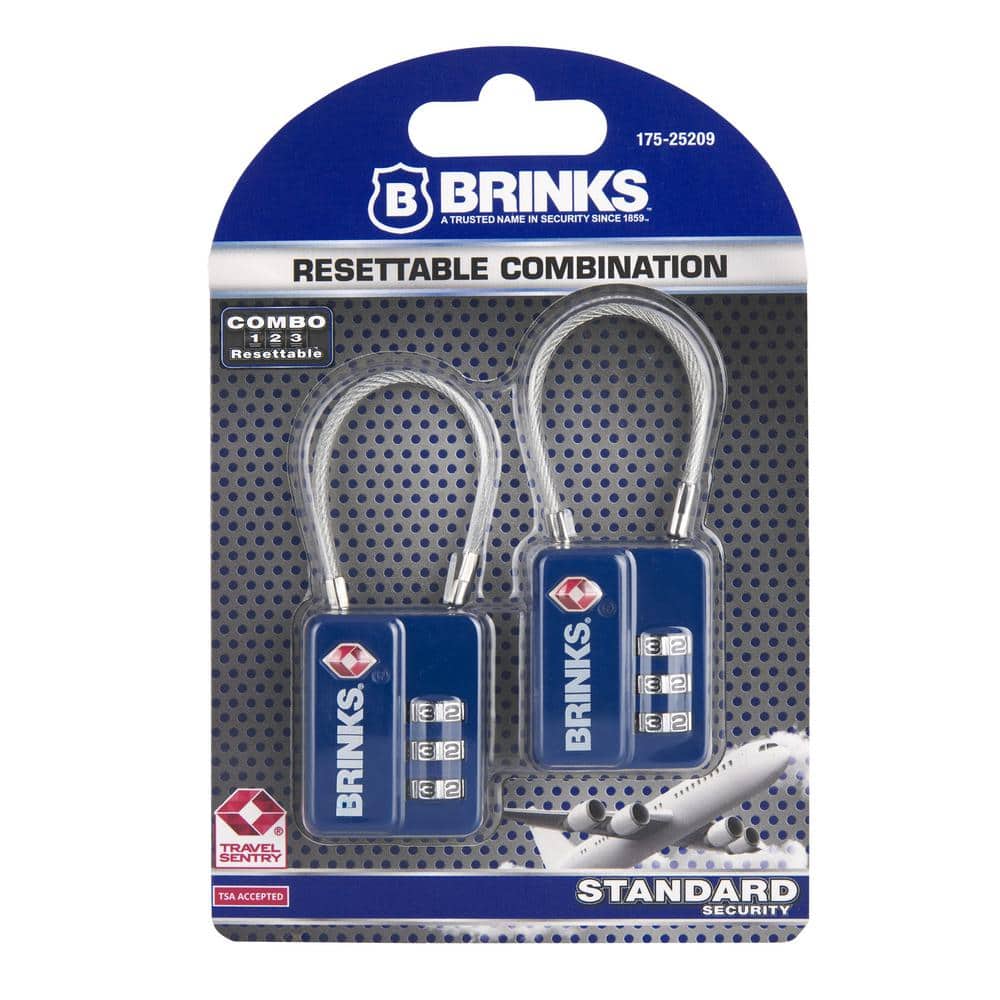 Brinks 30 mm TSA 3-Dial Resettable Combination Padlock, 2-Pack 175 ...