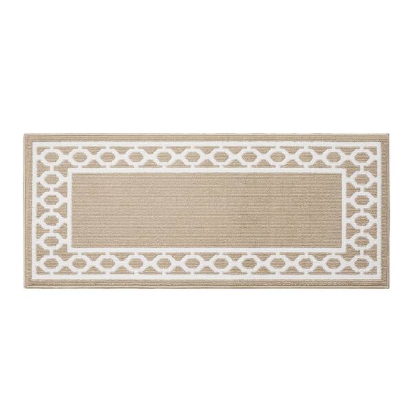 Reviews for Jean Pierre Machine Washable Non-Skid Beige /White 2.2 ft ...