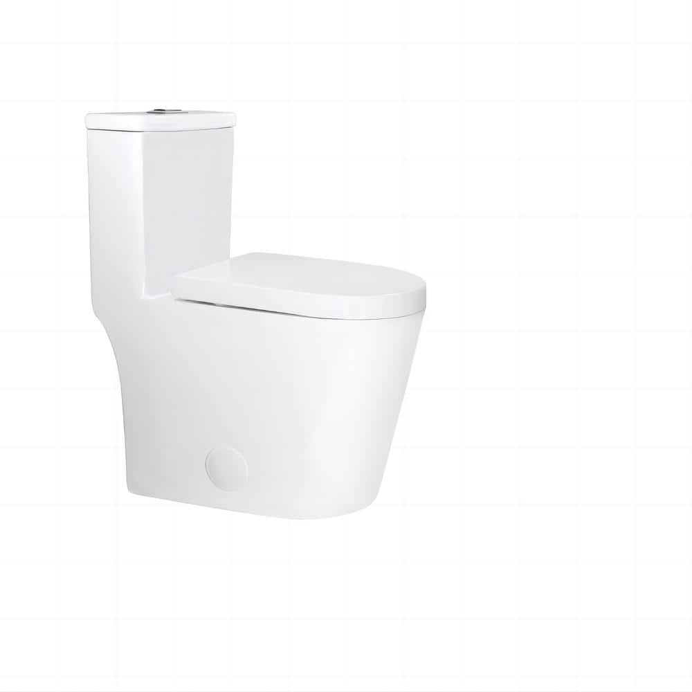 FORCLOVER 12 in. 1-Piece 0.8/1.6 GPF Dual Flush Short Depth Elongated ...