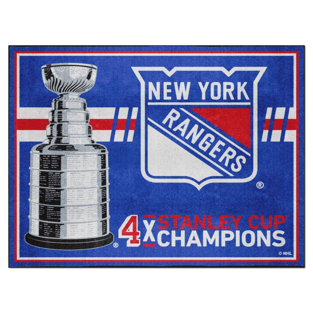 FANMATS New York Rangers Blue 8 ft. x 10 ft. Plush Area Rug 34337 - The ...
