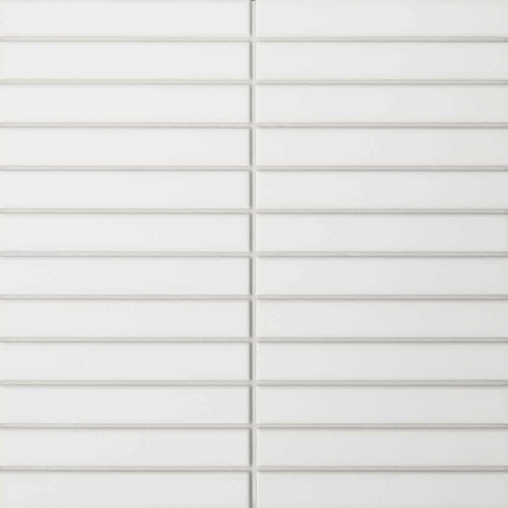 Bedrosians Le Cafe 1 in. x 6 in. Matte White Porcelain Mosaic Subway ...
